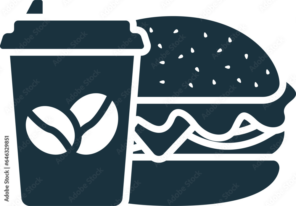 Food and beverage icon. Monochrome simple sign from employee benefits ...