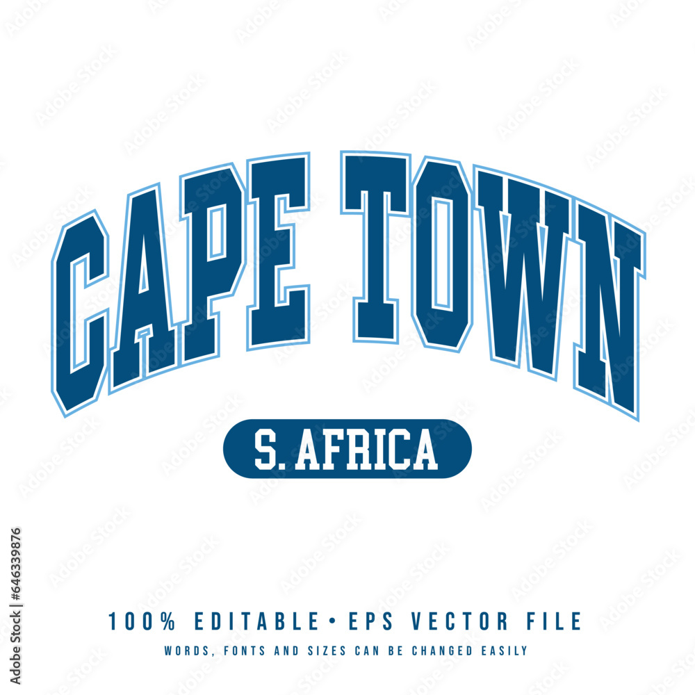 Cape Town text effect vector. Editable college t-shirt design printable ...