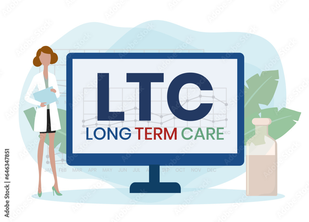 LTC - Long Term Care acronym, medical concept background. vector ...
