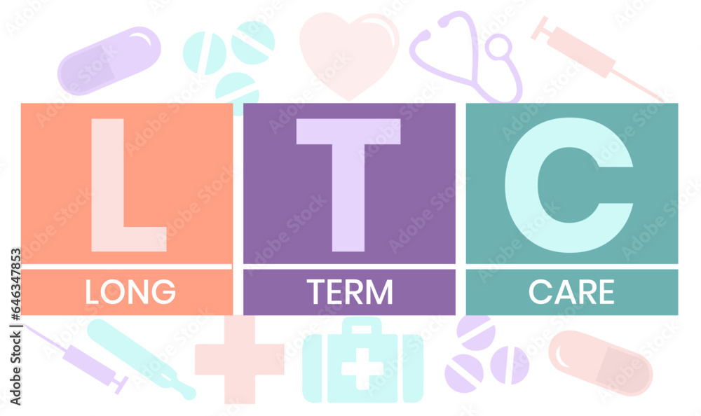 LTC - Long Term Care acronym, medical concept background. vector illustration concept with ...