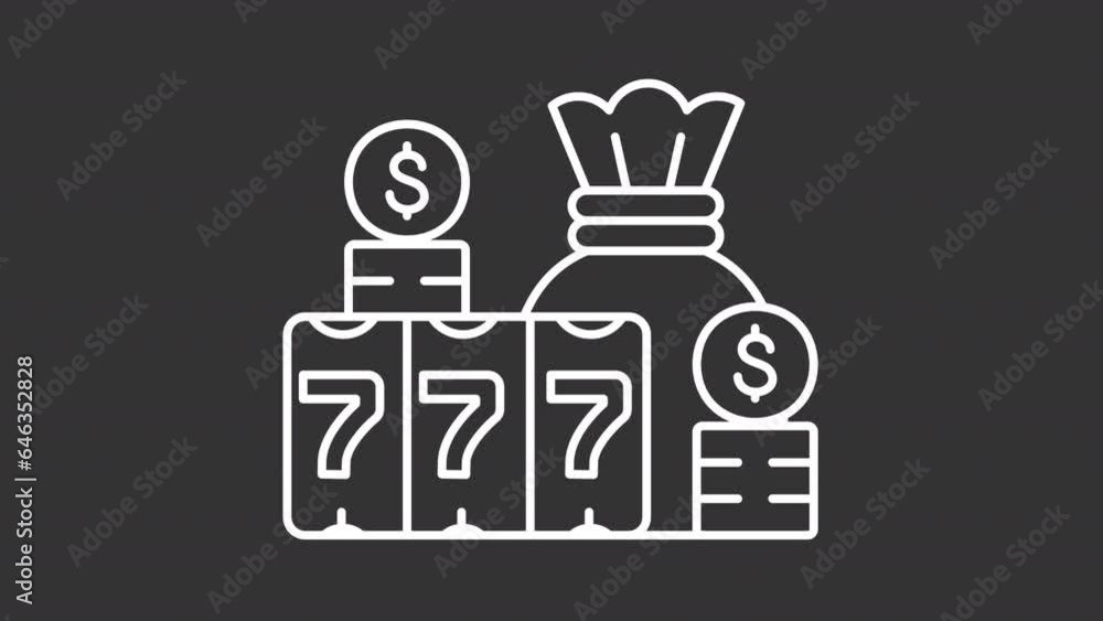 White thin line animation of jackpot, HD video with transparent ...