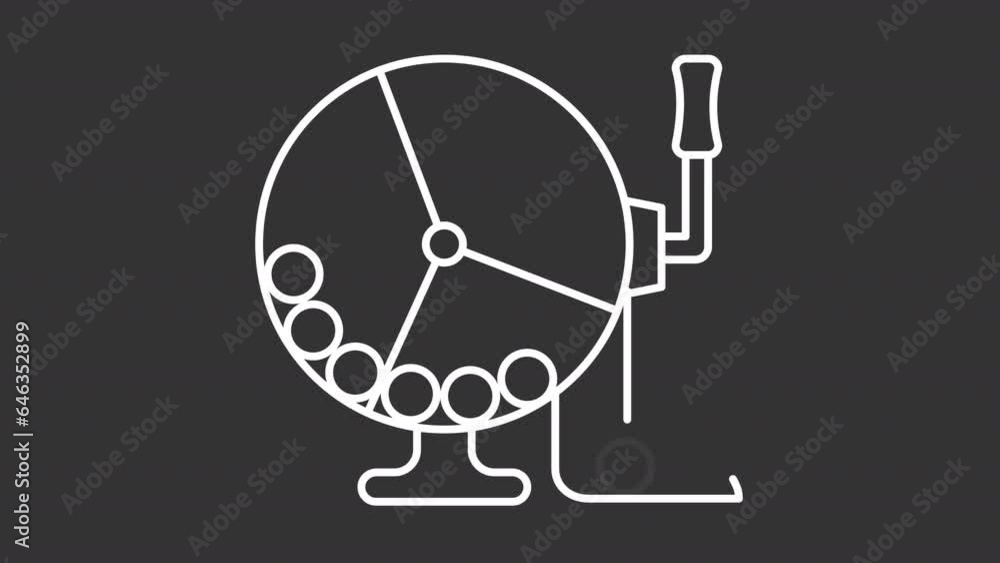 White thin line animation of ball draw machine, HD video with ...