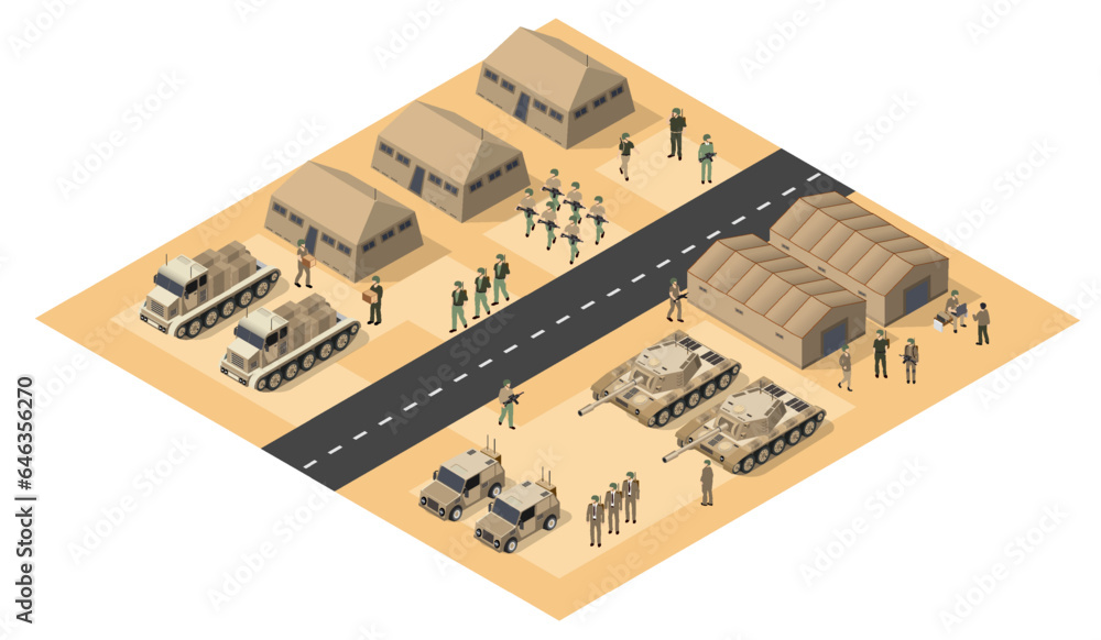 Module object element for building design army armed troop isometric ...