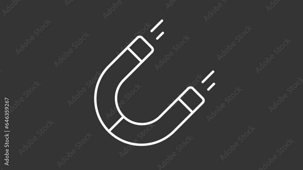 Magnet white animated icon. Magnetic force line animation. Scientific ...