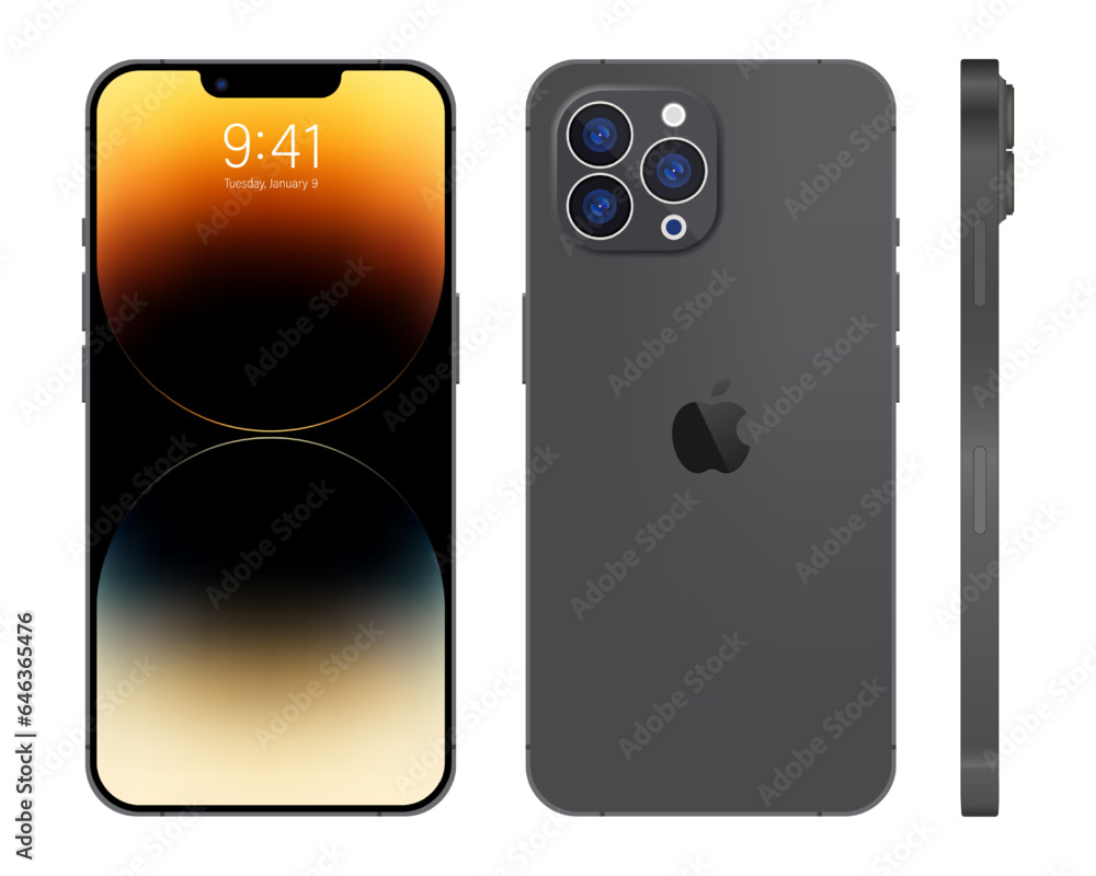 New iPhone 15 pro, pro max Deep gray color by Apple Inc. Mock-up screen ...