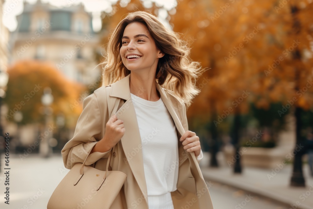 Beautiful model woman walking with shopping bags, buying clothes in ...