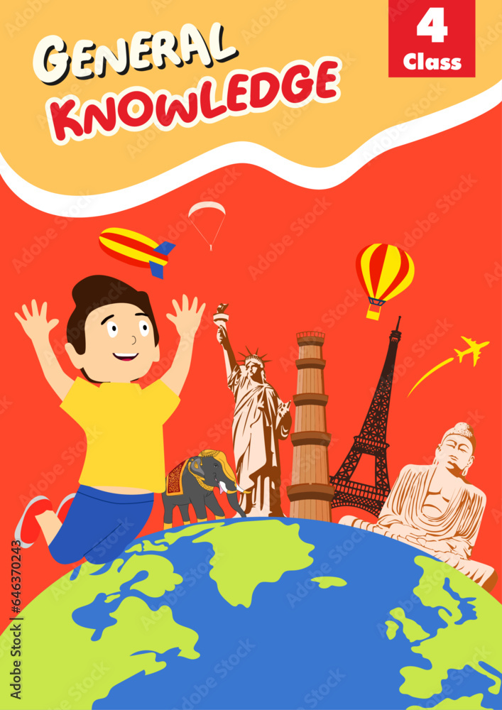 Vector illustration of general knowledge book cover design for class 4 ...