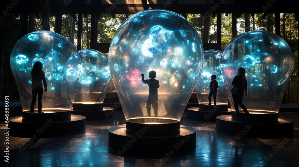 a scene featuring a glass globe as the focal point of an art ...