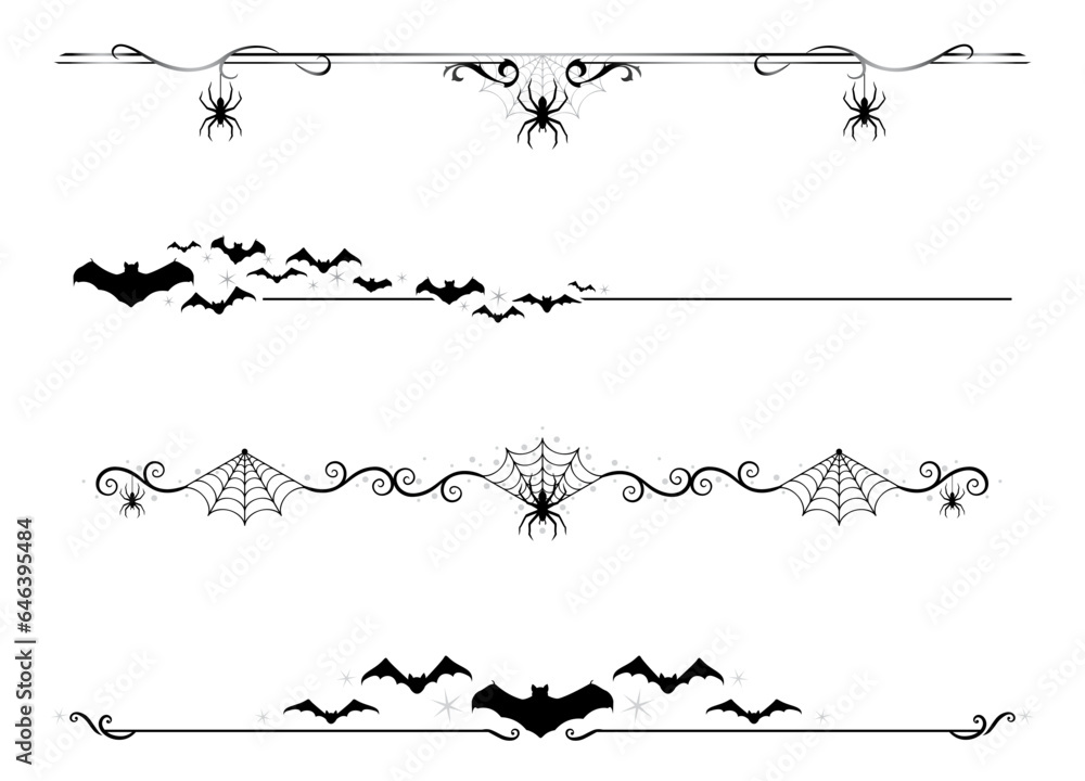 A set of spooky Halloween dividers, bats and spiders Stock Vector ...