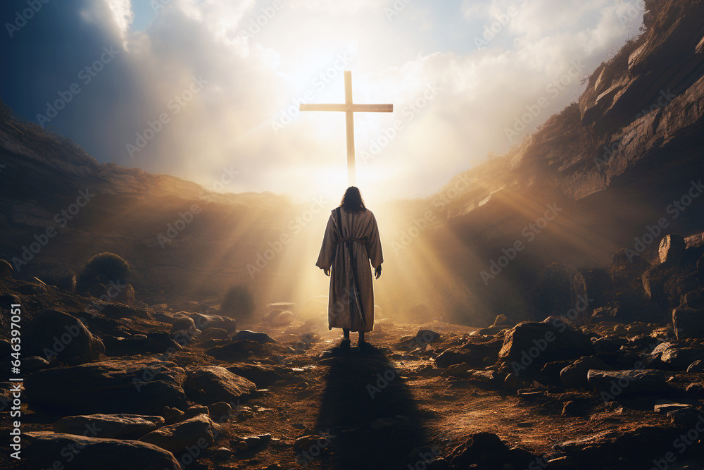 Foto de Jesus Christ standing at the entrance to the tomb. AI ...