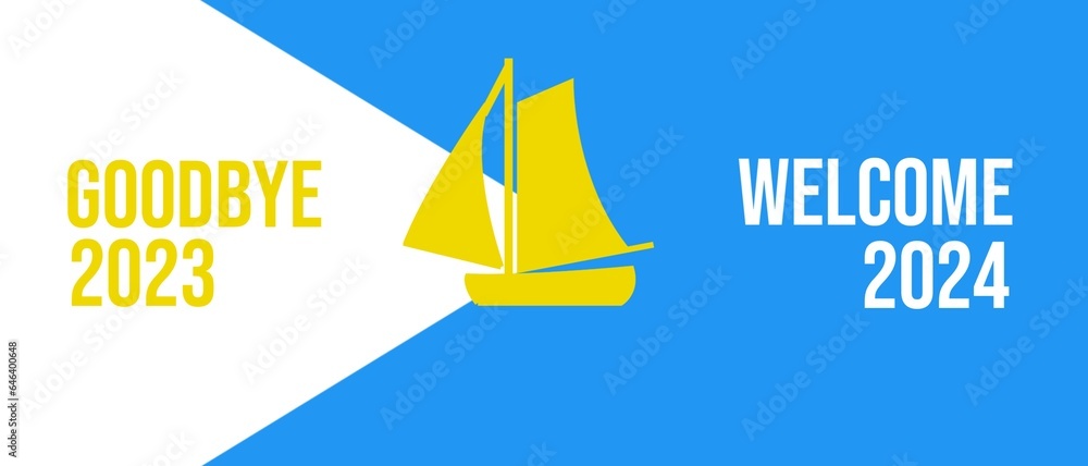 The blue boat is heading towards the destination welcome 2024 ...