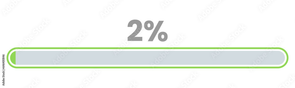 2% Loading. 2% progress bar Infographics vector, 2 Percentage ready to ...