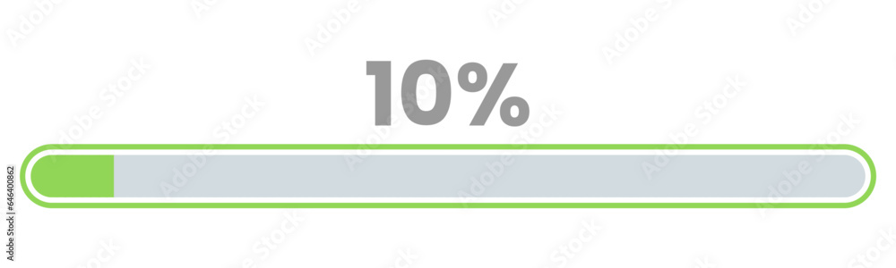 10% Loading. 10% progress bar Infographics vector, 10 Percentage ready ...