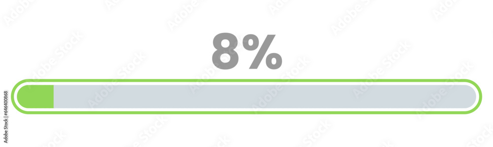 8% Loading. 8% progress bar Infographics vector, 8 Percentage ready to ...