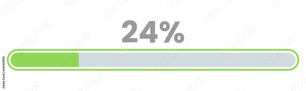 24% Loading. 24% progress bar Infographics vector, 24 Percentage ready ...