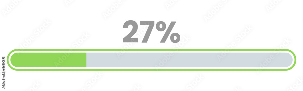 27% Loading. 27% progress bar Infographics vector, 27 Percentage ready ...
