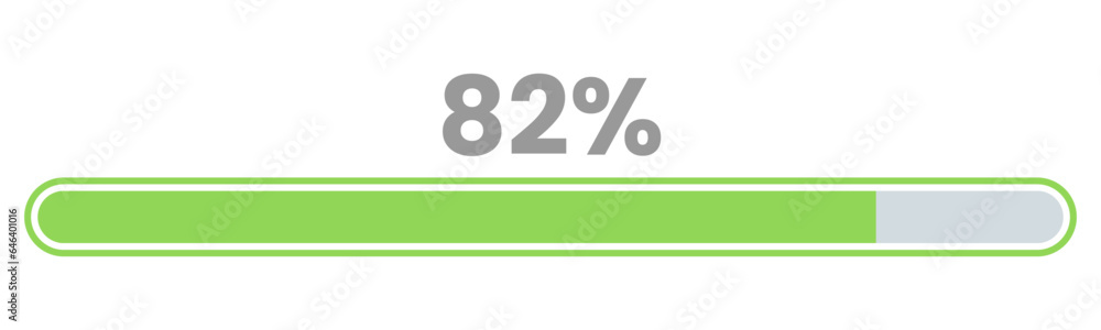 82% Loading. 82% progress bar Infographics vector, 82 Percentage ready ...