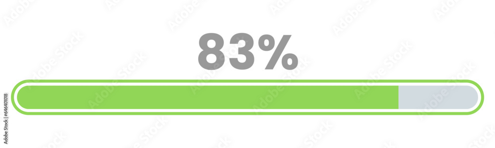 83% Loading. 83% progress bar Infographics vector, 83 Percentage ready ...
