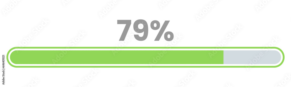 79% Loading. 79% progress bar Infographics vector, 79 Percentage ready ...