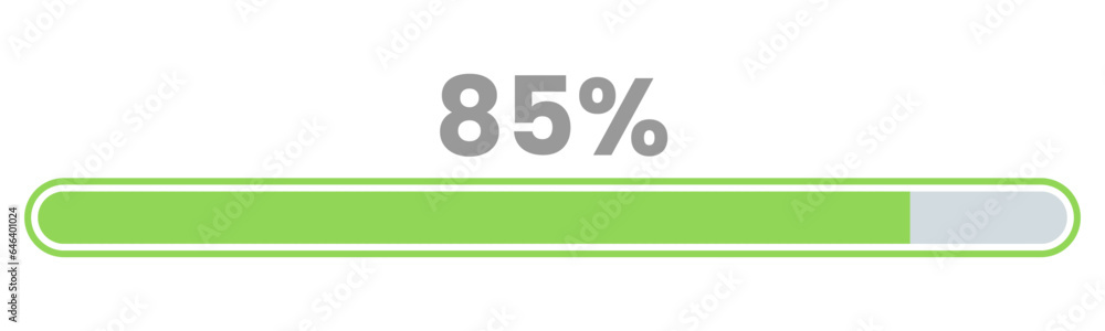 85% Loading. 85% progress bar Infographics vector, 85 Percentage ready ...