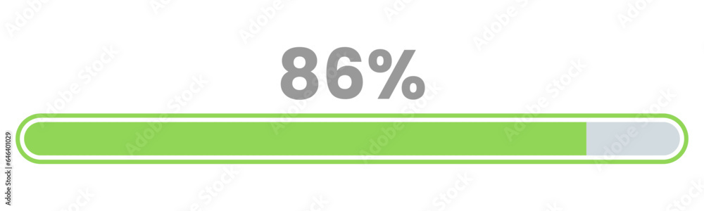 86% Loading. 86% progress bar Infographics vector, 86 Percentage ready ...
