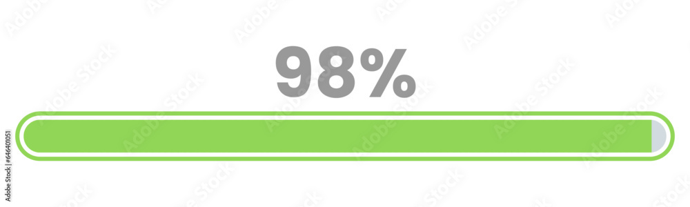 98% Loading. 98% progress bar Infographics vector, 98 Percentage ready ...