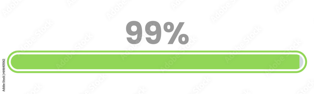 99% Loading. 99% progress bar Infographics vector, 99 Percentage ready ...