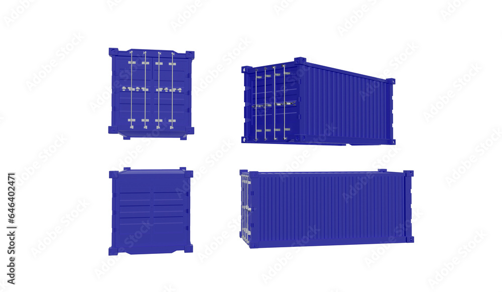 Blue container Cut the white background for easy use.Blue Shipping ...