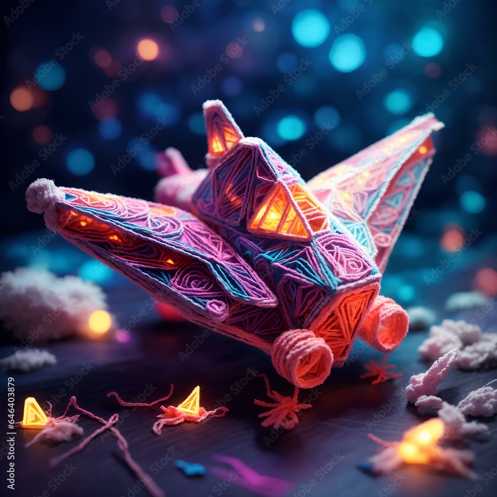 beautiful illuminated paper airplane made of yarn with beautiful lights ...