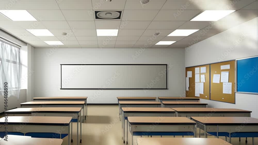 empty classroom anime japanese style seamless loop 4k animation ...