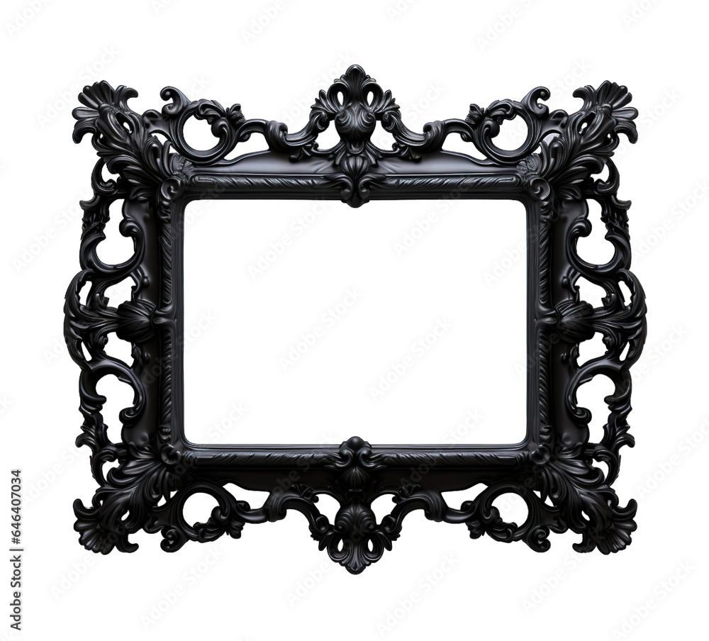 Black baroque frame isolated on transparent background. PNG file, cut ...