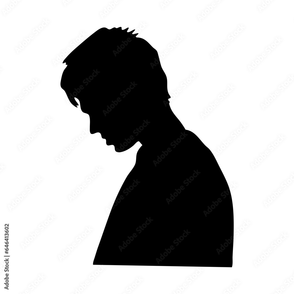 Head silhouettes. faces portraits, anonymous person head silhouette ...