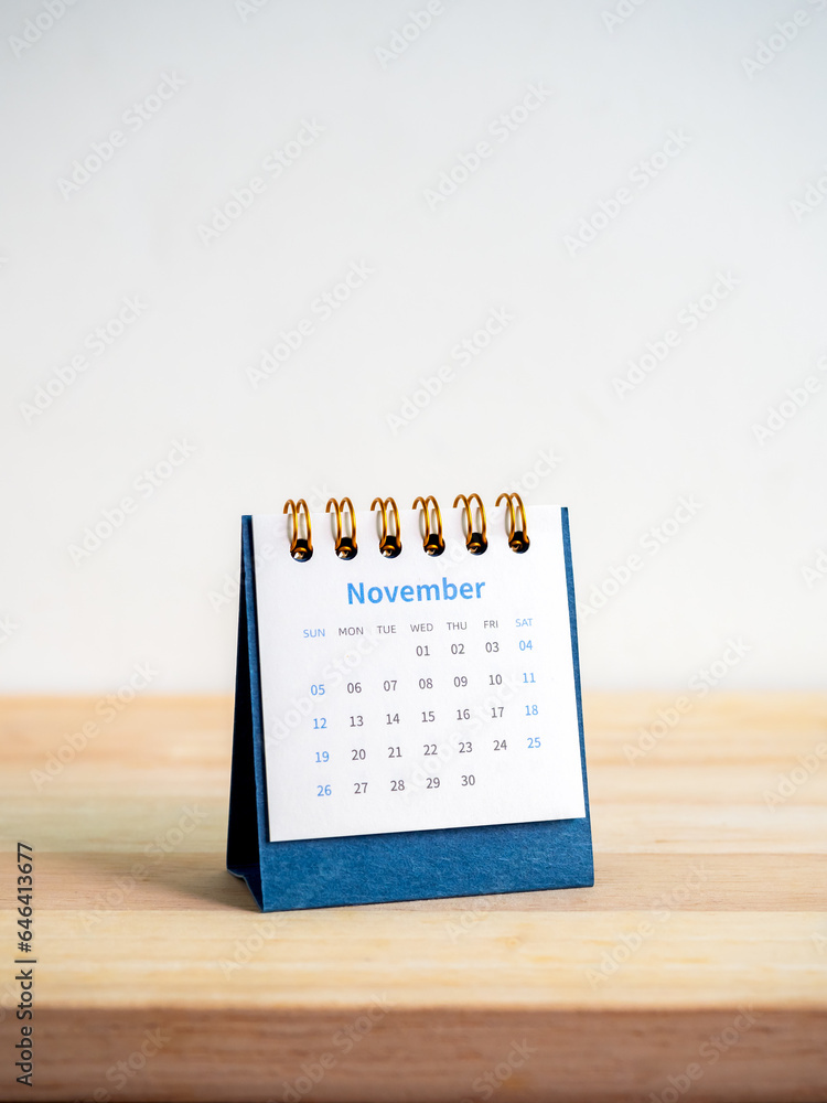 An November 2023 calendar desk for the organizer to plan and reminder ...