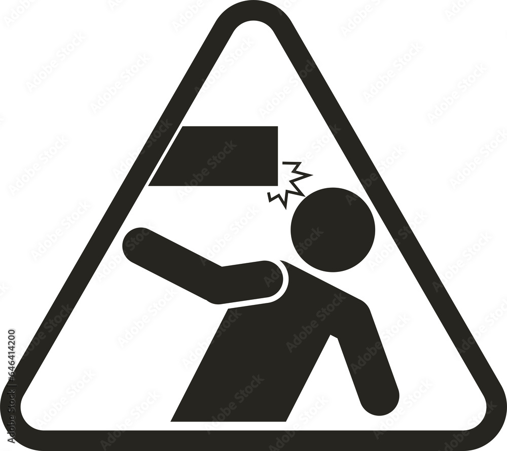 Isolated pictogram icon triangle safety sign mind your head, low up ...