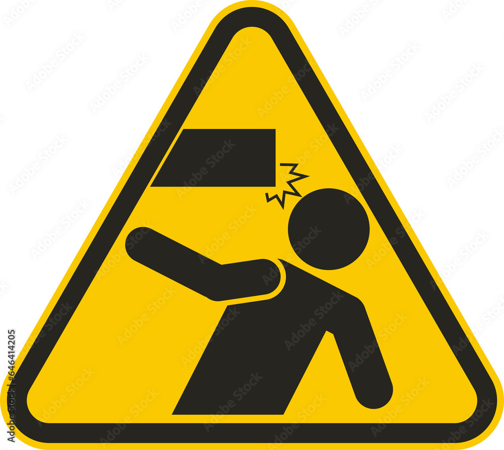 Isolated pictogram icon triangle safety sign mind your head, low up ...