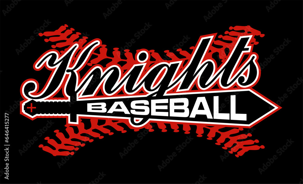 knights baseball team design with sword and stitches for school ...