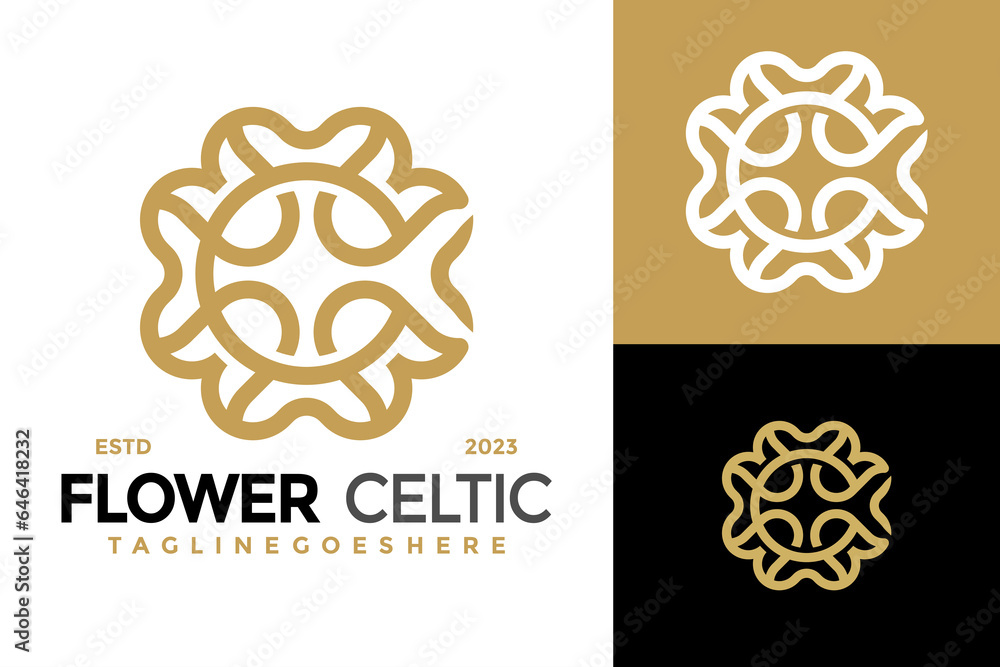 Flower celtic letter C logo design vector symbol icon illustration ...