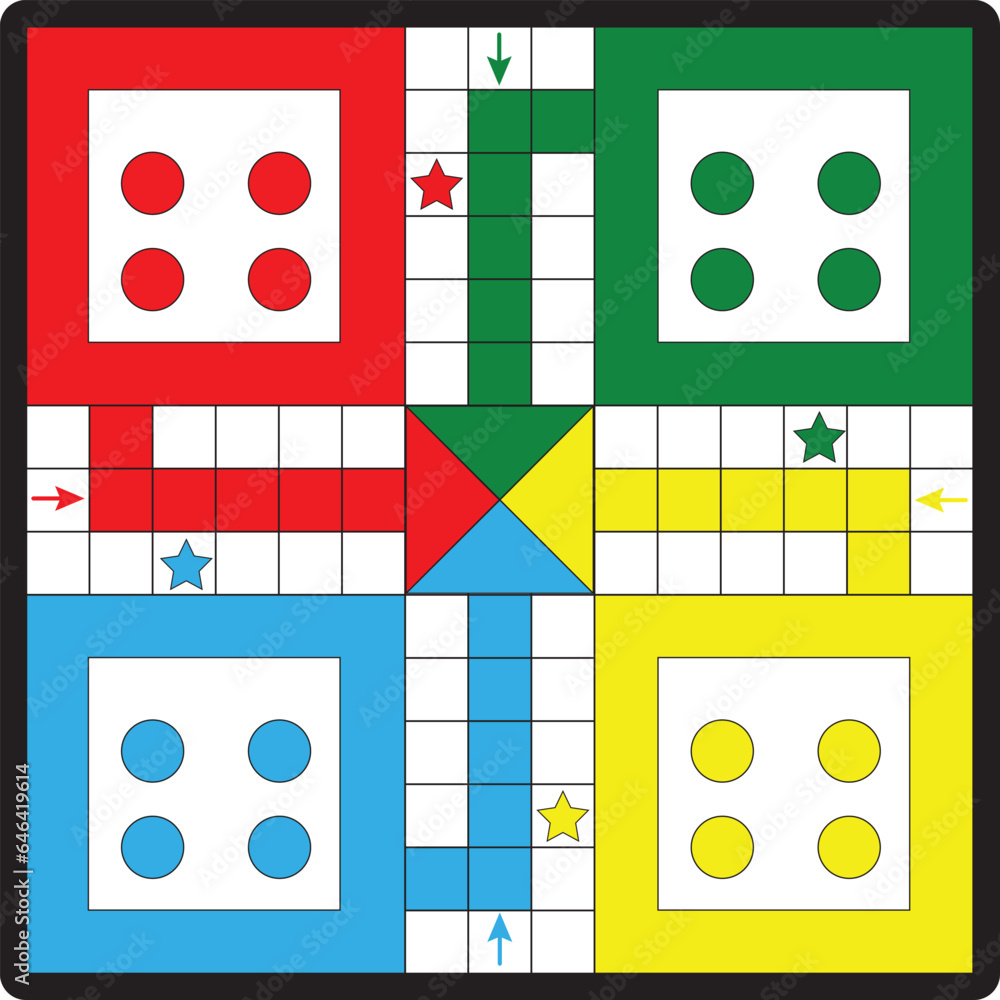 Vector Ludo board family game. Ludo board game. Ludo game board design ...