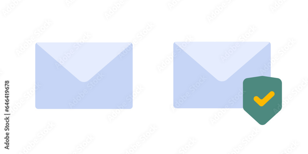 Shield email icon simple graphic vector, digital virtual mail letter ...