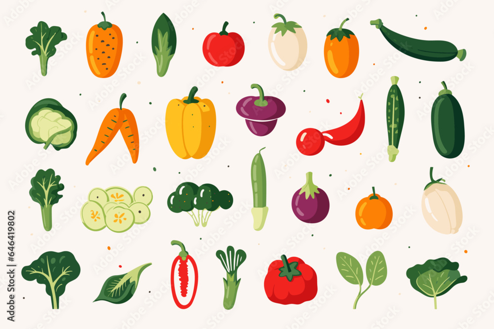 Collection of hand-drawn vegetable illustrations Stock Vector | Adobe Stock