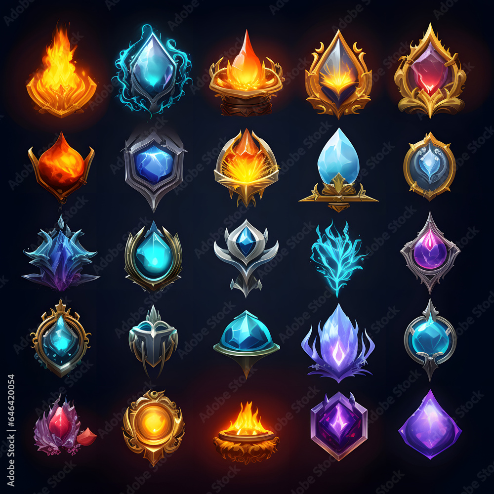 Set of shinies game icons and templates Stock Photo | Adobe Stock