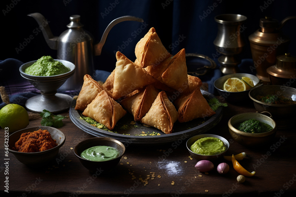 Indian snacks vegetable Samosas a spicy blend of vegetables wrapped in ...