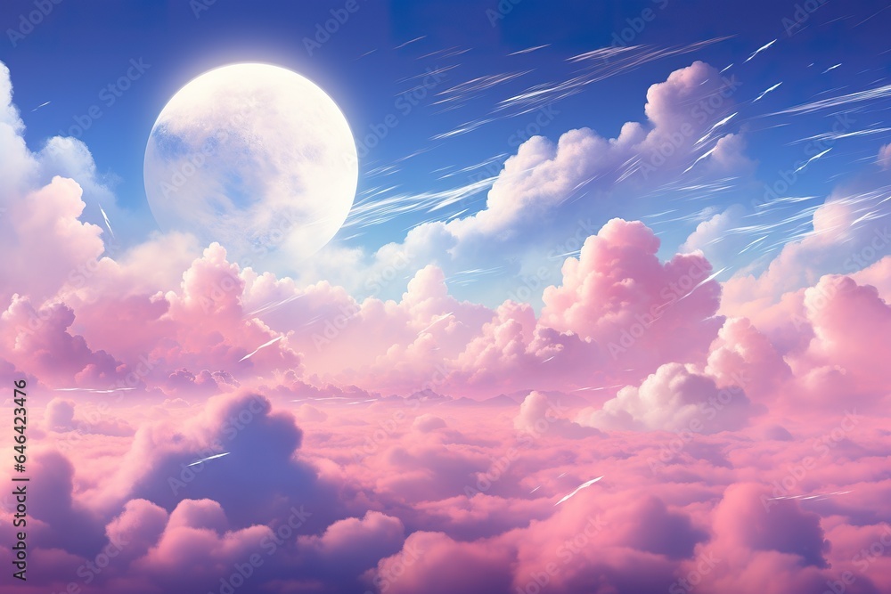 Crescent moon sky wallpaper, aesthetic design background Stock ...