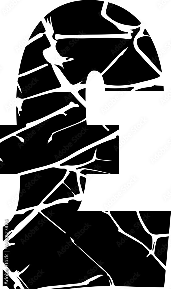 Pounds letter symbol with crack texture, distressed alphabet. Stock ...