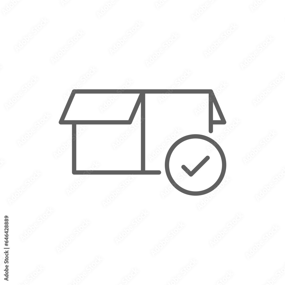 Box check icon. Simple outline style. Receive product, delivery package ...