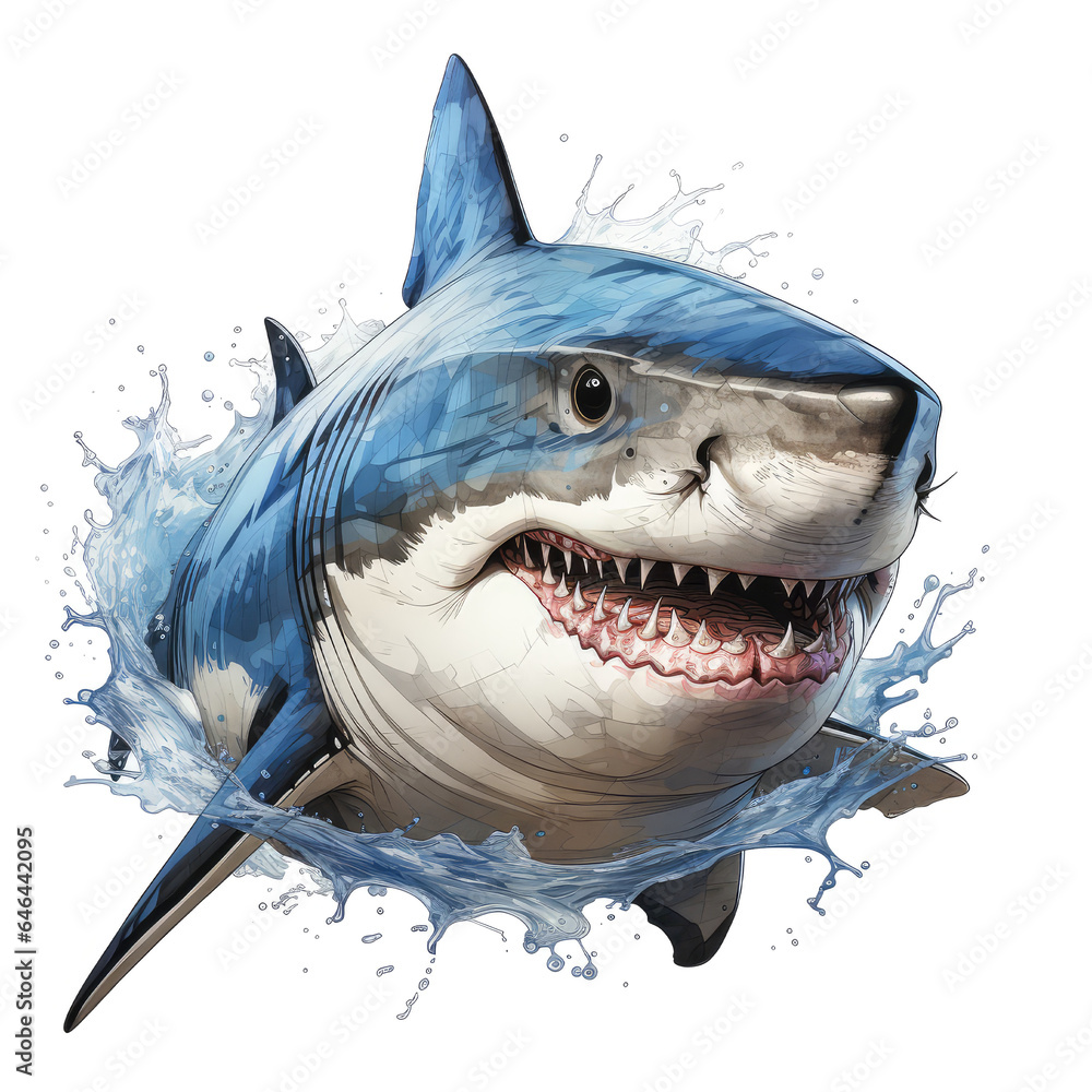 Shark looks surprised with big eyes isolated on transparent backgrounds ...