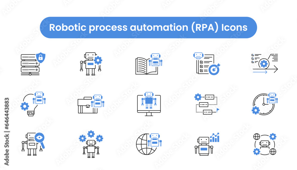 Fototapeta mapa świata dla dzieci Modern outline RPA Robotic Process ...