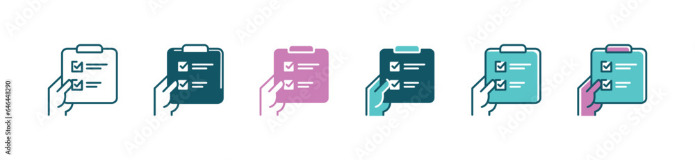 hand holding clipboard task list document icon vector business plan ...