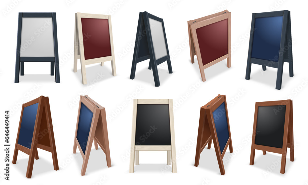 Outdoor chalkboard mockup. Empty chalk menu boards, blackboard display ...