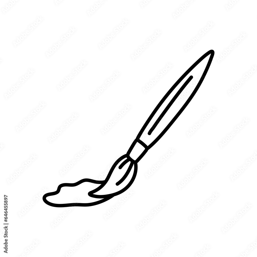 Hand drawn doodle paint brush. Vector sketch illustration of black ...